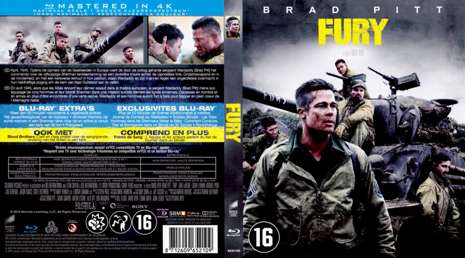 Fury blu-ray cover (2014) German/French