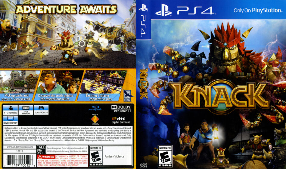 Knack dvd cover (2013) PS4 USA