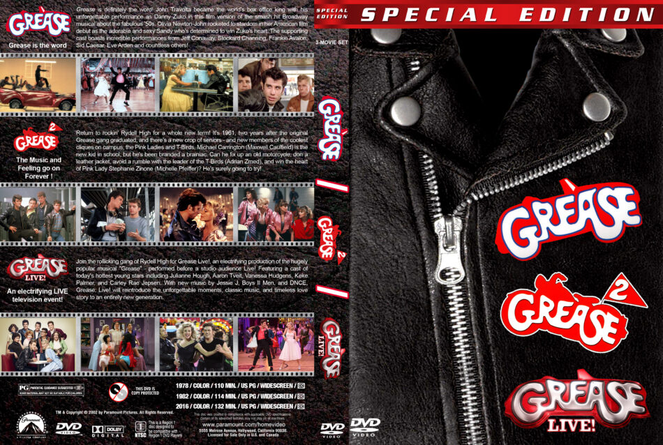 Grease Triple Feature dvd covers (1978-2016) R1 Custom