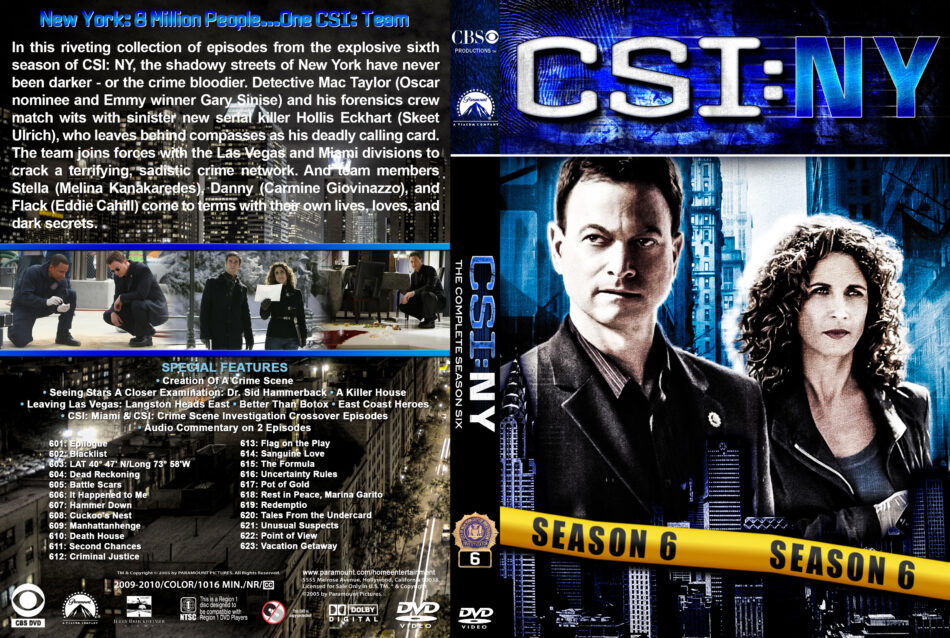 CSI: NY - Season 6 dvd cover & labels (2010) R1 Custom