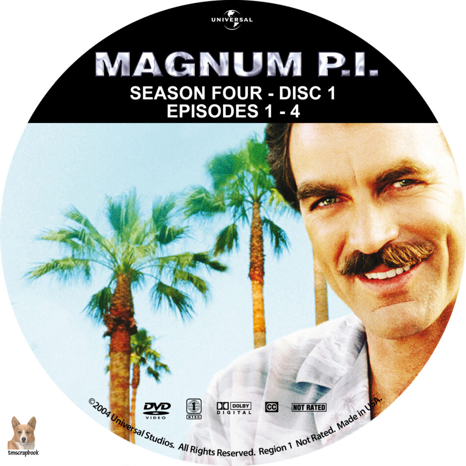 Magnum P.I. - Season 4 dvd cover & labels (1983) R1 Custom