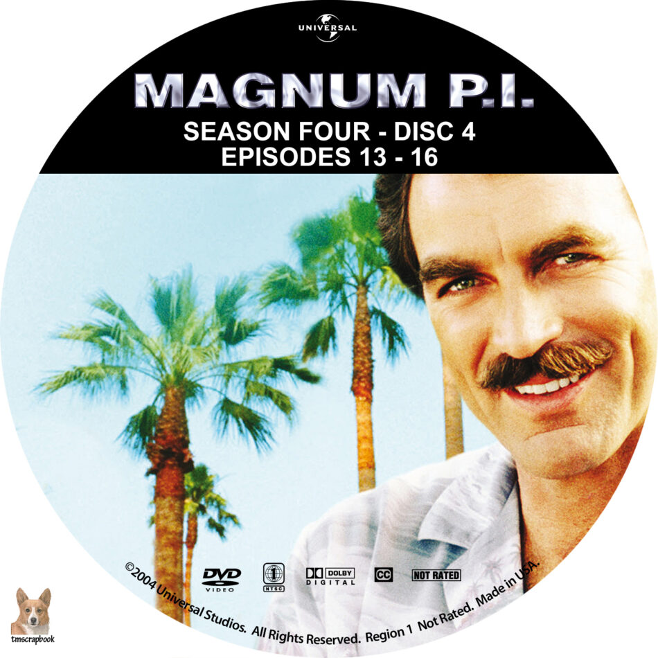 Magnum P.I. - Season 4 dvd cover & labels (1983) R1 Custom