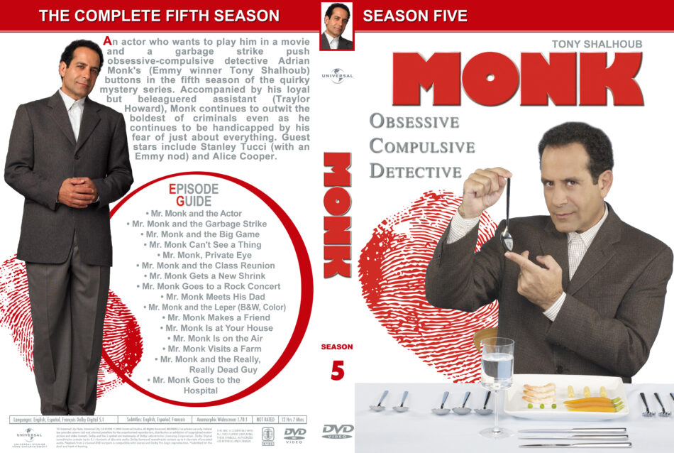Monk - Season 5 dvd cover & labels (2006) R1 Custom