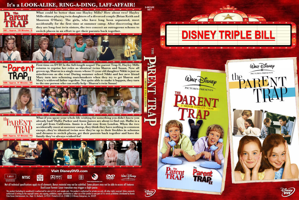 The Parent Trap Triple Feature dvd cover (1961-1998) R1 Custom