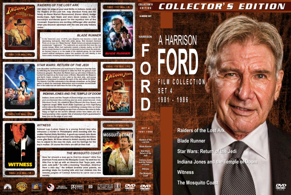 Harrison Ford Collection - Set 4 dvd cover (1981-1986) R1 Custom