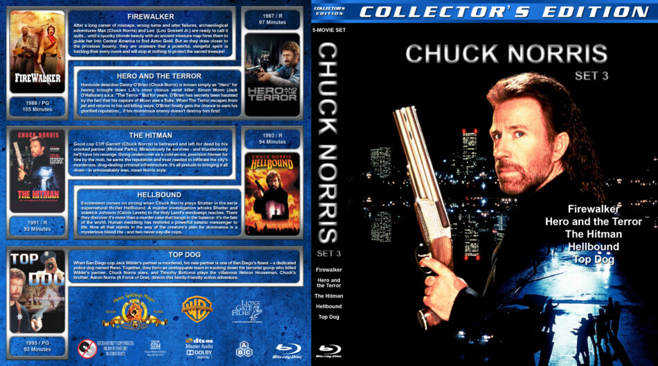 Chuck Norris Collection - Set 3 blu-ray cover (1986-1997) R1 Custom