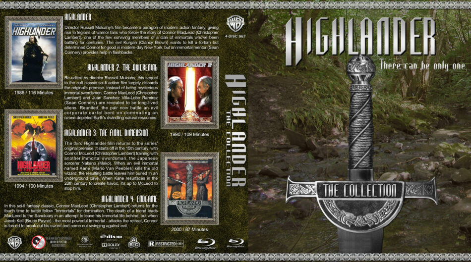 Highlander Quad blu-ray cover (1986-2000) R1 Custom
