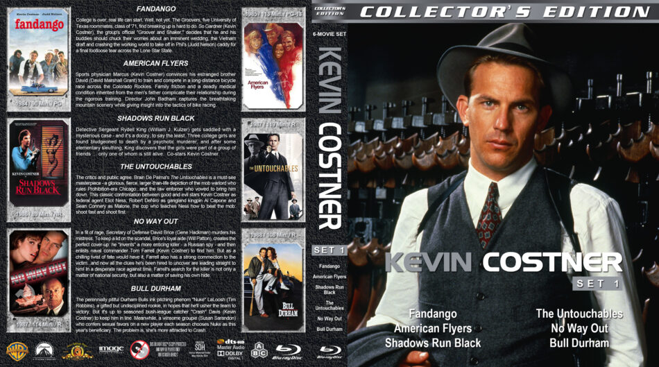 Kevin Costner Collection - Set 1 blu-ray cover (1984-1988) R1 Custom