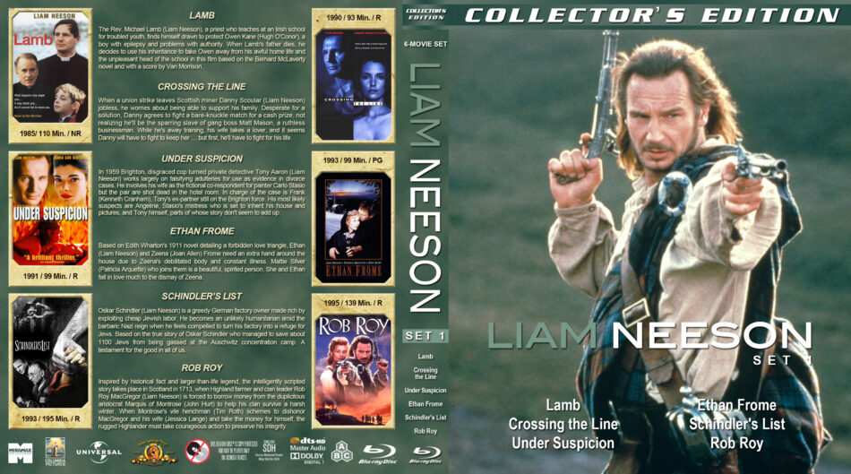 Liam Neeson - Set 1 blu-ray covers (1985-1995) R1 Custom