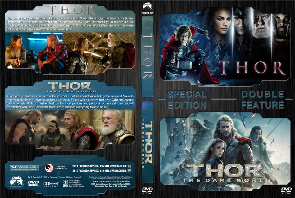 Thor Double Feature dvd covers (2011-2013) R1 Custom