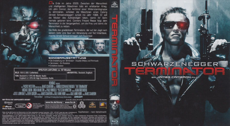 Terminator blu-ray cover & label (1984) R2 German