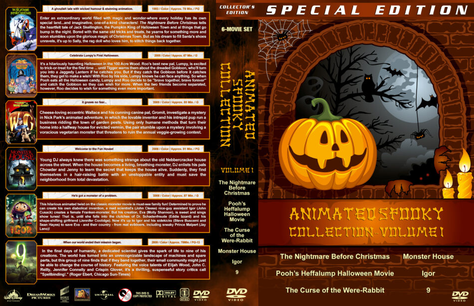 Animated Spooky Collection - Volume 1 dvd covers (1993-2009) R1 Custom
