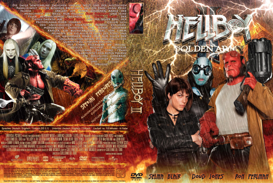 Hellboy II: The Golden Army (2008) WS R1 - Movie DVD - CD Label, DVD ...