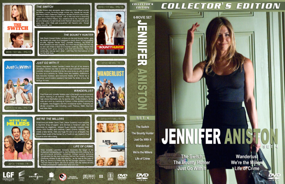 Jennifer Aniston Collection - Set 4 dvd cover (2010-2013) R1 Custom