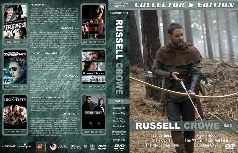 Russell Crowe Collection - Set 5 dvd covers (2009-2013) R1 Custom