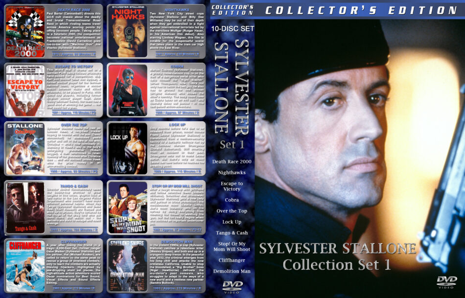 Sylvester Stallone Collection - Set 1 dvd cover (10) (1975-1993) R1 Custom