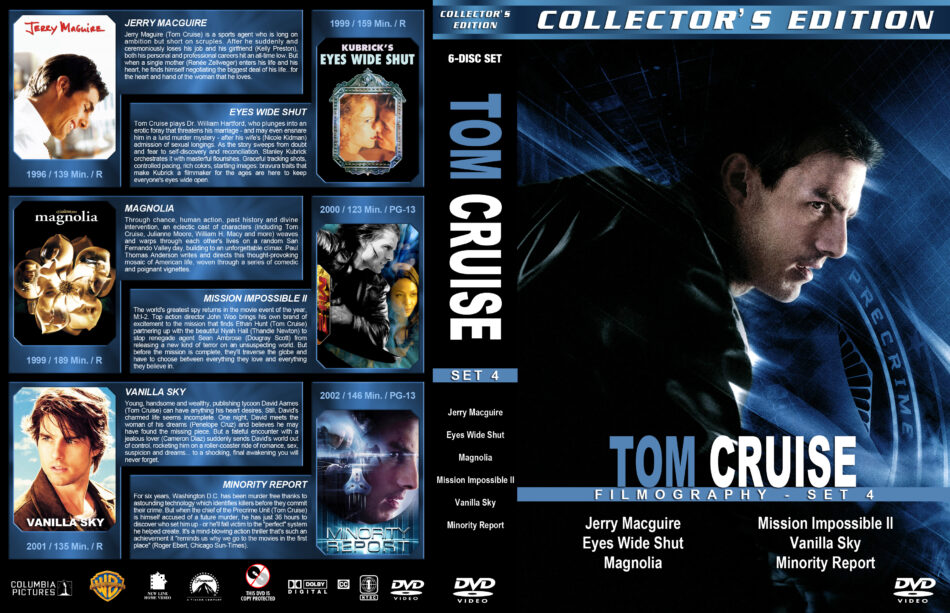 Tom Cruise Filmography - Set 4 dvd covers (1996-2002) R1 Custom