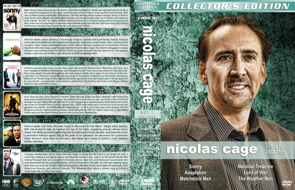 Nicolas Cage Filmography - Set 7 dvd covers (2002-2005) R1 Custom