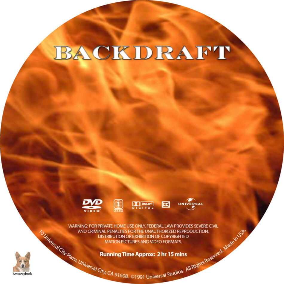 Backdraft dvd label (1991) R1 Custom