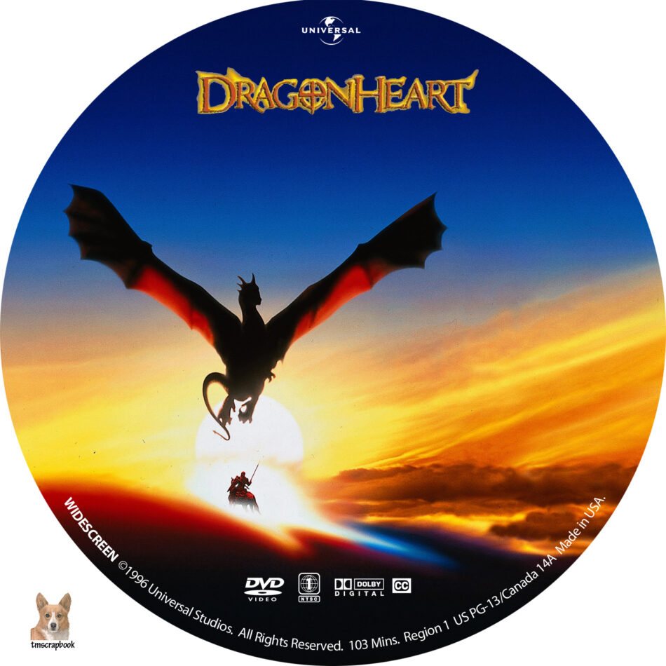 Dragonheart dvd label (1996) R1 Custom