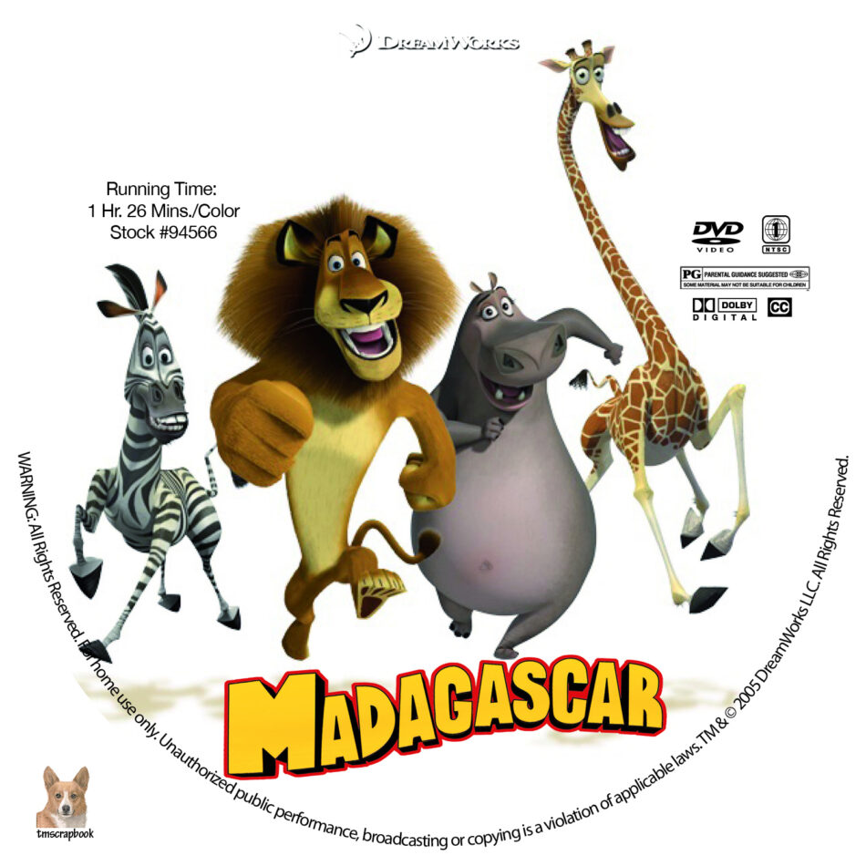 Madagascar dvd labels (2005) R1 Custom