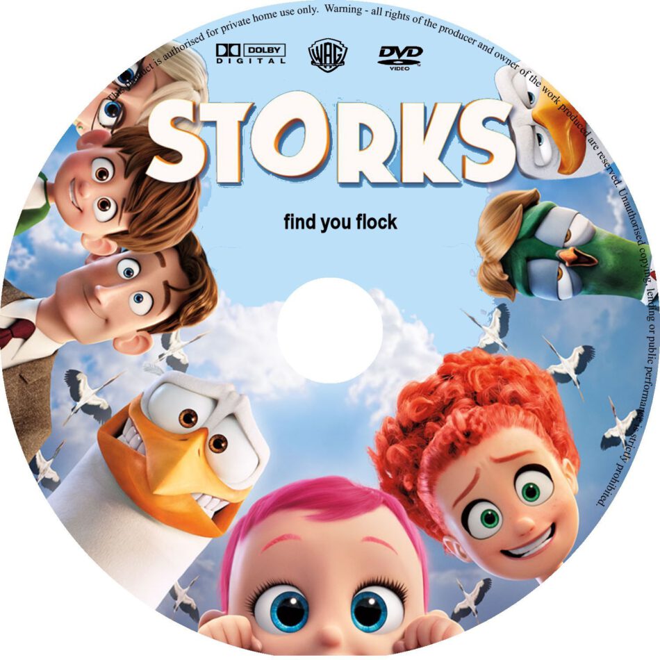 Storks dvd cover & label (2016) R0 CUSTOM
