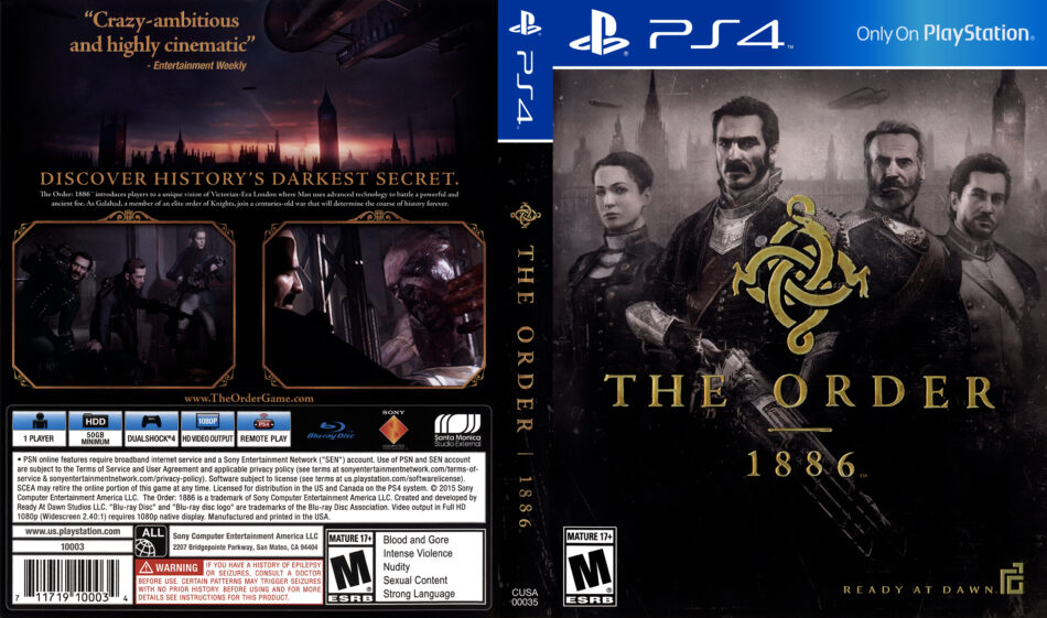 The Order 1886 dvd cover (2015) USA PS4