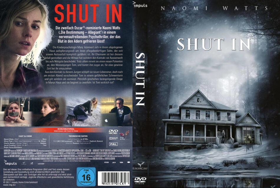 Shut In dvd cover & labels (2016) R2 German Custom