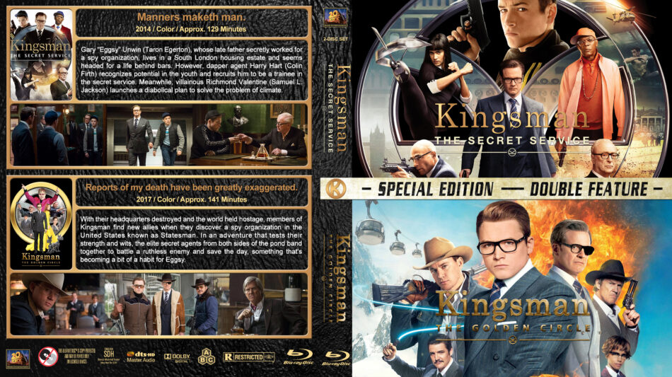 Kingsman Double Feature (2014-2017) R1 Custom Blu-Ray Cover - DVDcover.Com