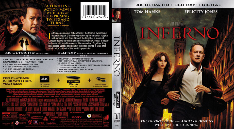 Inferno (2016) R1 4K UHD Blu-Ray Cover - DVDcover.Com