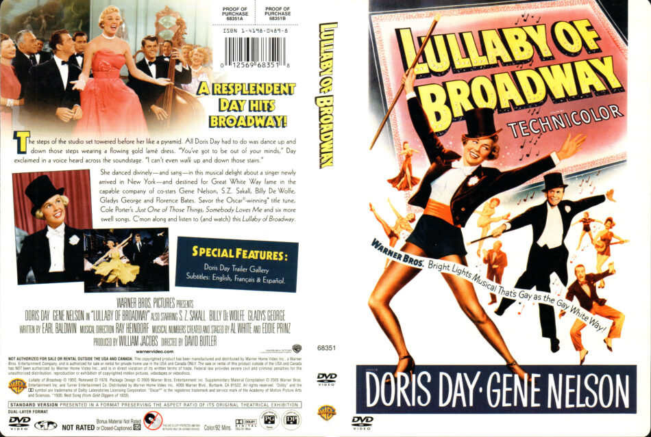 LULLABY OF BROADWAY (1950) R1 DVD COVER & LABEL - DVDcover.Com