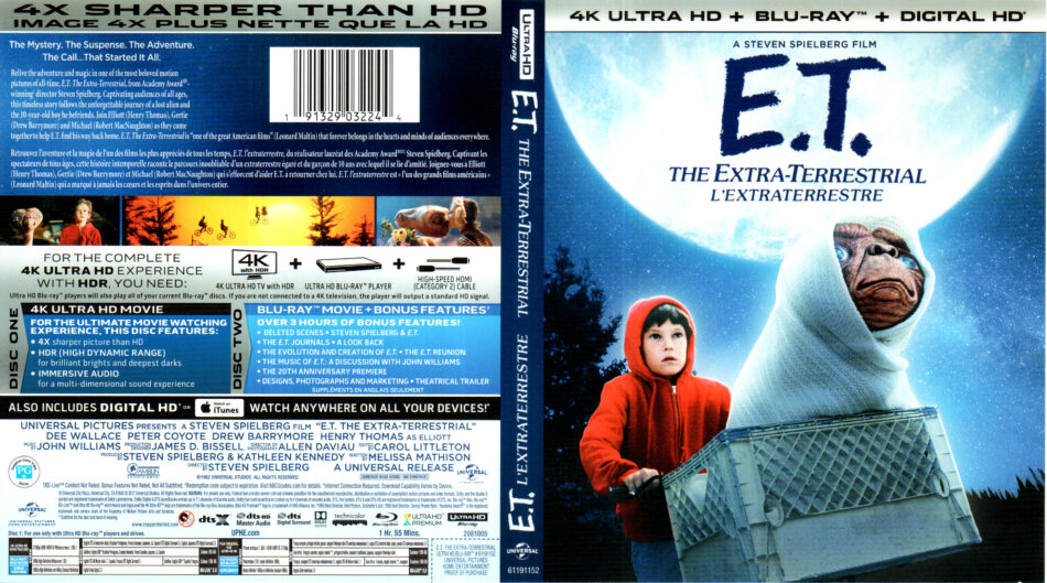 E.T. THE EXTRA-TERRESTRIAL (1982) R1 4K UHD BLU-RAY COVER & LABELS ...