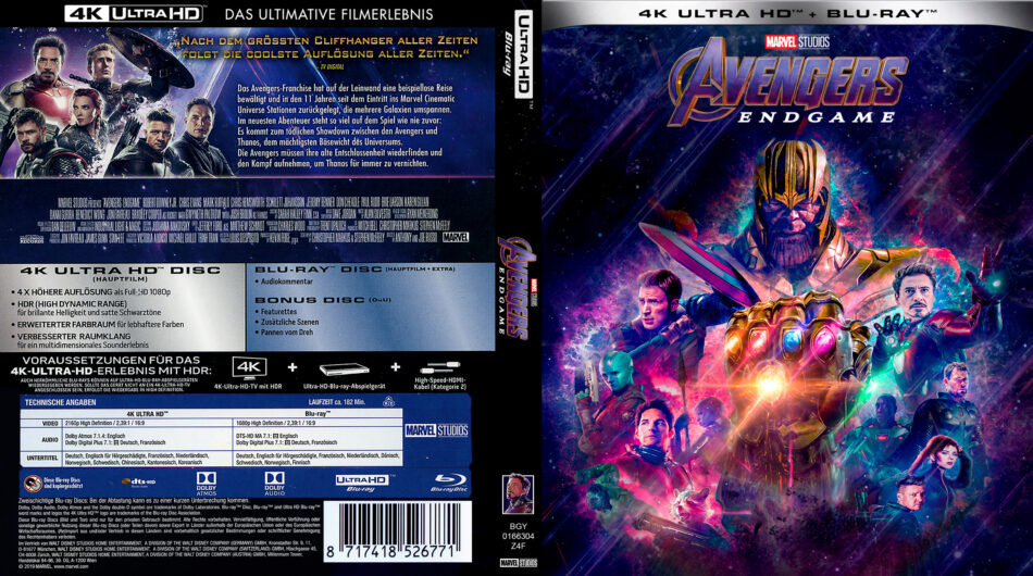 Marvel Avengers: Endgame (2019) R2 German Custom 4K UHD Covers & Labels ...