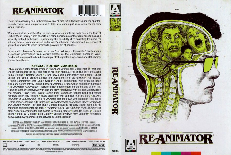 Re-Animator (Arrow Release) (2018) R0 DVD Cover - DVDcover.Com