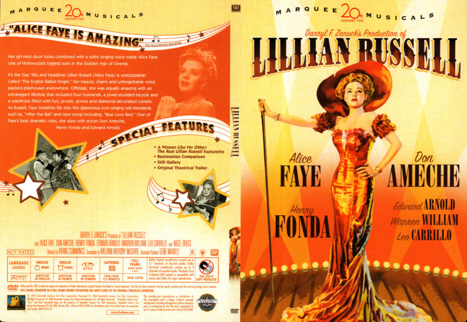 LILLIAN RUSSELL (1940) R1 DVD COVER & LABEL - DVDcover.Com