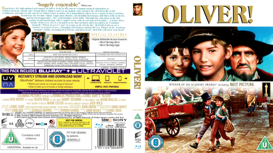 OLIVER (1968) R2 BLU-RAY COVER & LABEL - DVDcover.Com