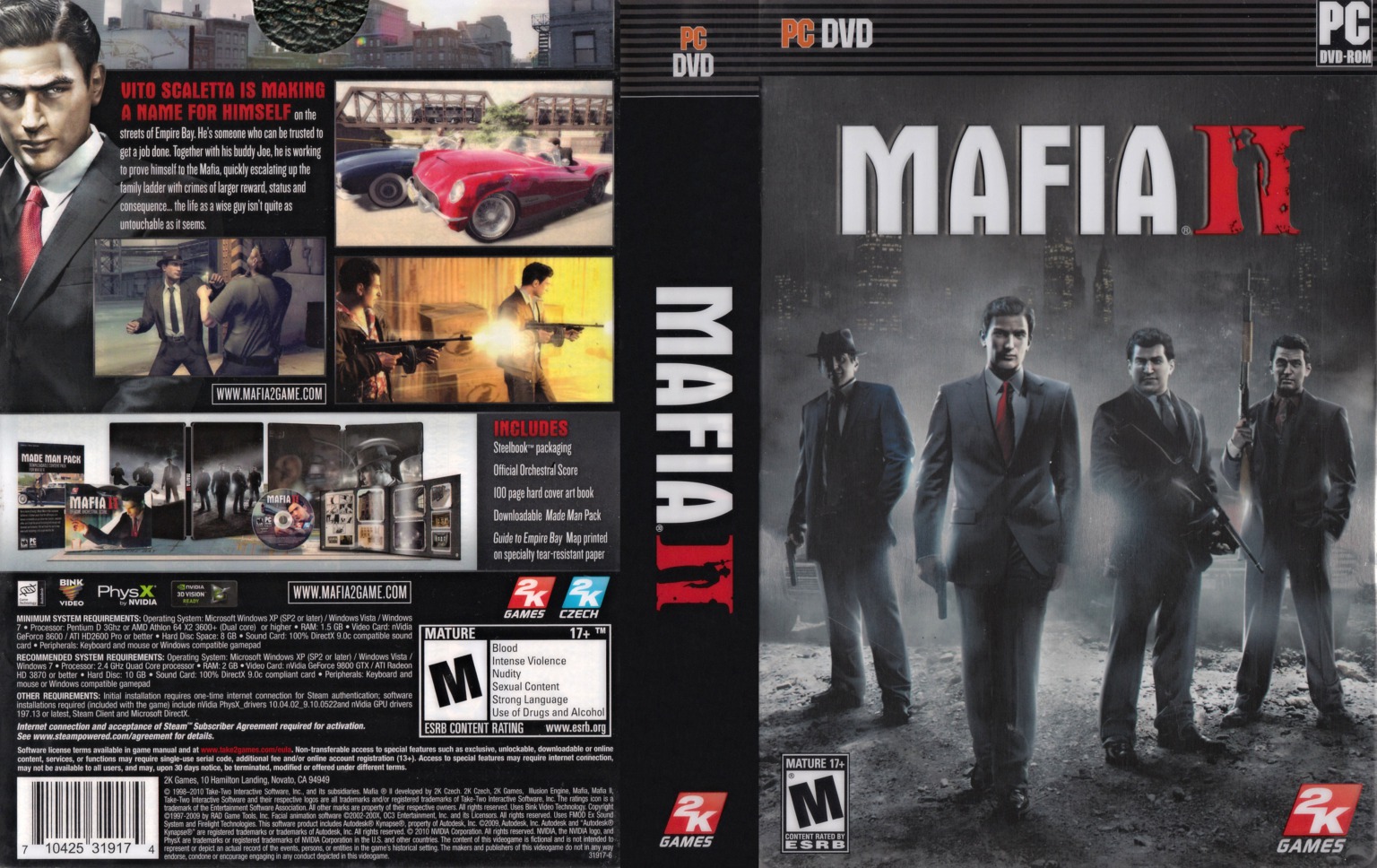 Mafia 2 - Collector's Edition (2010) US PC DVD Covers & Labels ...