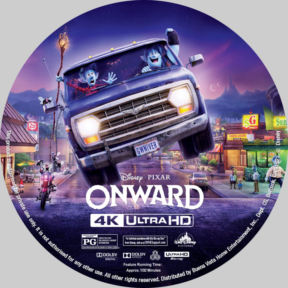 Onward (2020) R1 Custom 4K Blu-Ray Label - DVDcover.Com