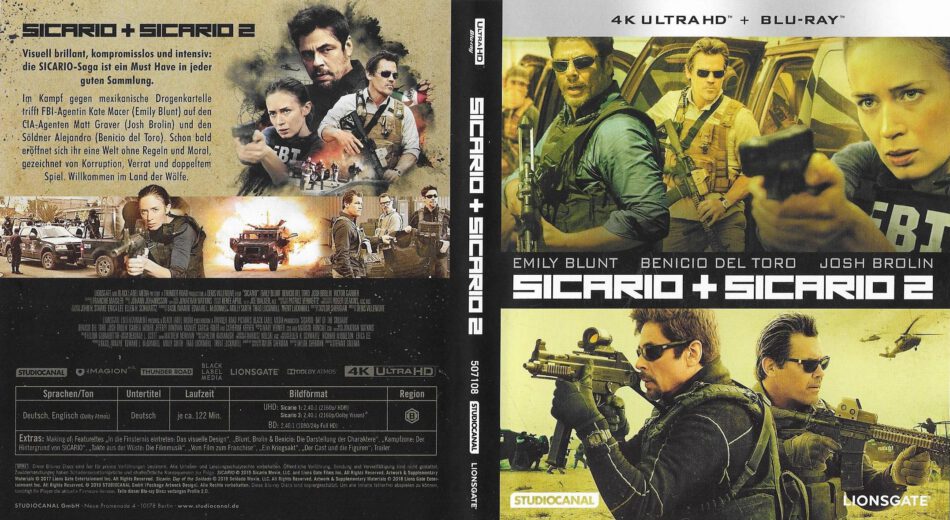 Sicario Collection (2015-2018) R2 DE 4K UHD Covers & Labels - DVDcover.Com