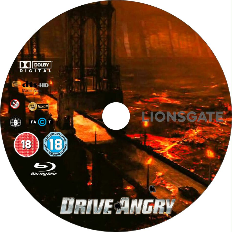 Drive Angry (2011) Custom R0 and R2 Blu-Ray Labels - DVDcover.Com