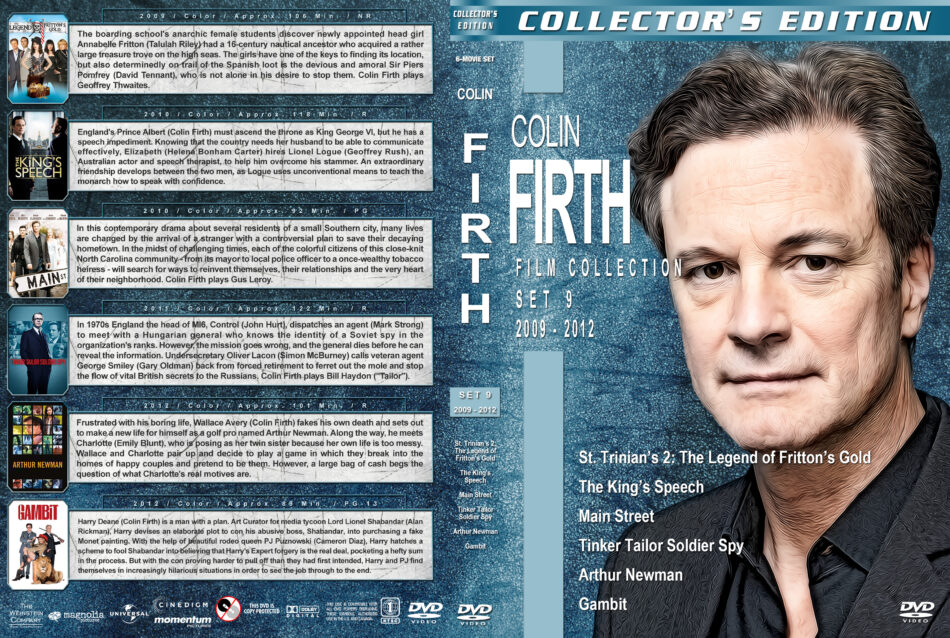 Colin Firth Filmography - Set 9 (2009-2012) R1 Custom DVD Cover ...