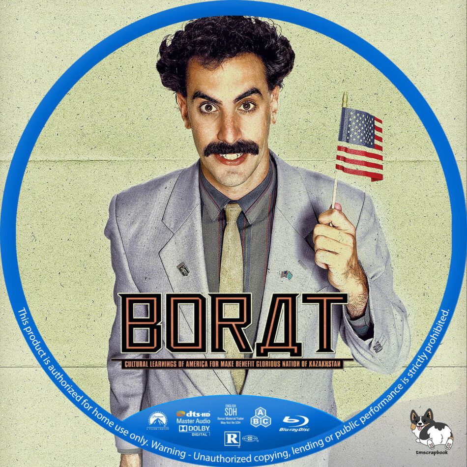 Borat (2006) Custom Blu-Ray Label - DVDcover.Com