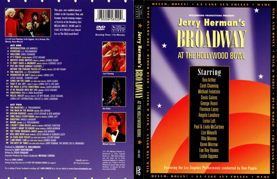 JERRY HERMAN'S BROADWAY AT THE HOLLYWOOD (1993) BOWL DVD COVER & LABEL ...