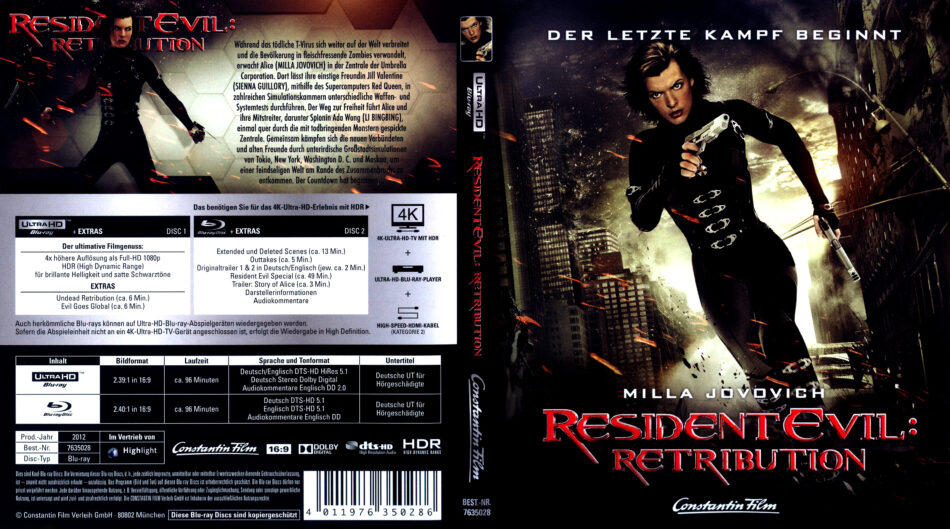 Resident Evil: Retribution (2012) DE 4K UHD Covers - DVDcover.Com