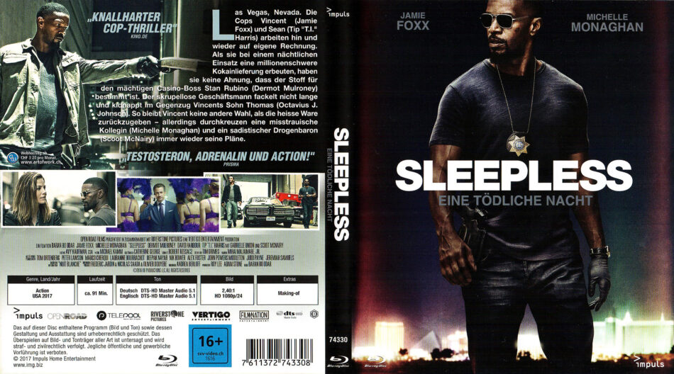 Sleepless-Eine tödliche Nacht (2017) DE Blu-Ray Cover - DVDcover.Com