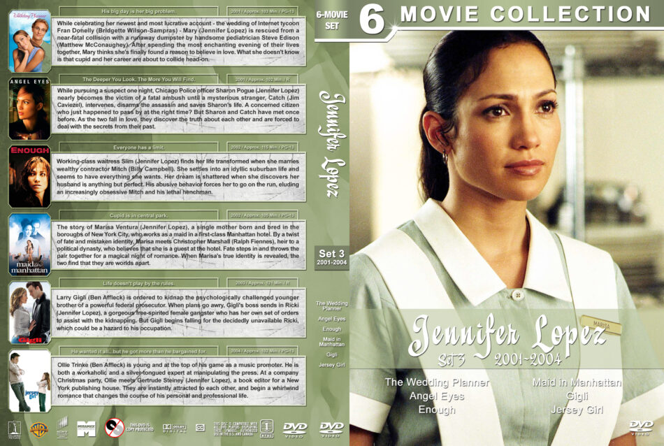 Jennifer Lopez Filmography - Set 3 (2001-2004) R1 Custom DVD Cover ...