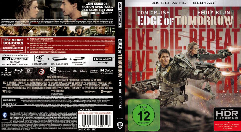 Edge of Tomorrow - Live Die Repeat DE 4K UHD Cover - DVDcover.Com