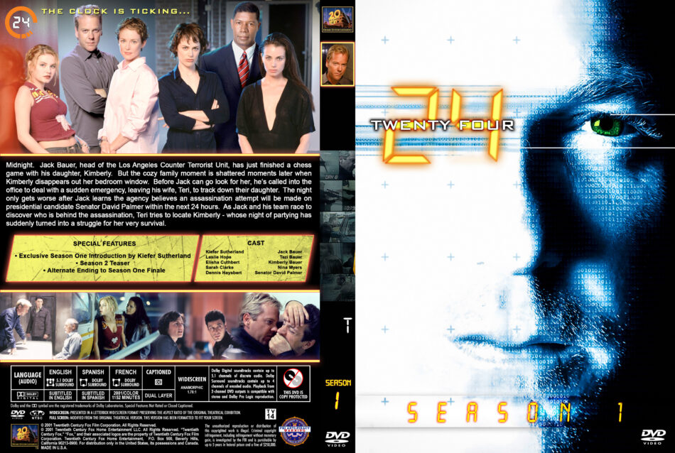 24 - Season 1 (spanning spine) R1 Custom DVD Cover - DVDcover.Com