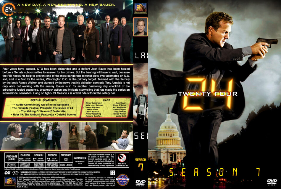 24 - Season 7 (spanning spine) R1 Custom DVD Cover - DVDcover.Com