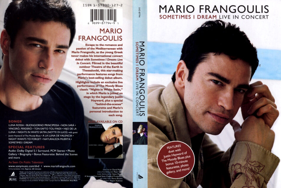 MARIO FRANGOULIS - SOMETIMES I DREAM (2002) DVD COVER & LABEL ...